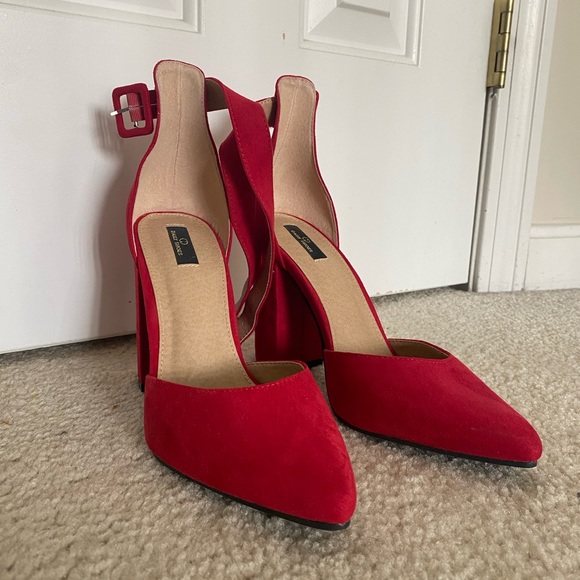 Shoes | Red Ankle Strap Heels | Poshmark
